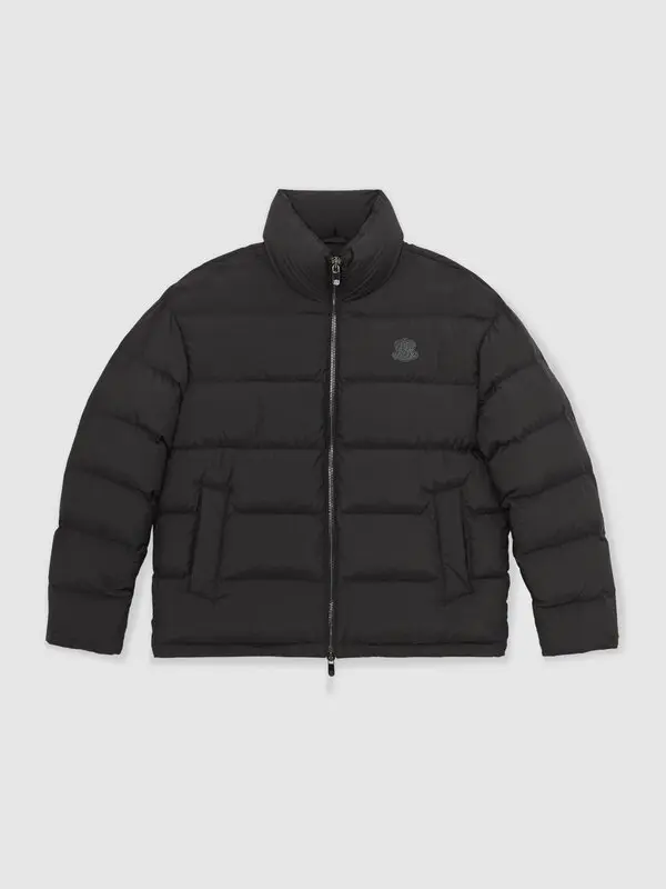 REISS Myles Monogram Relaxed Puffer Jacket - Black