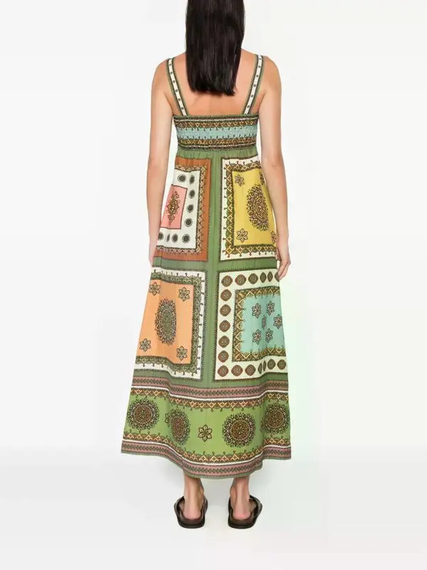 ALEMAIS Contina Square-neck Midi Dress