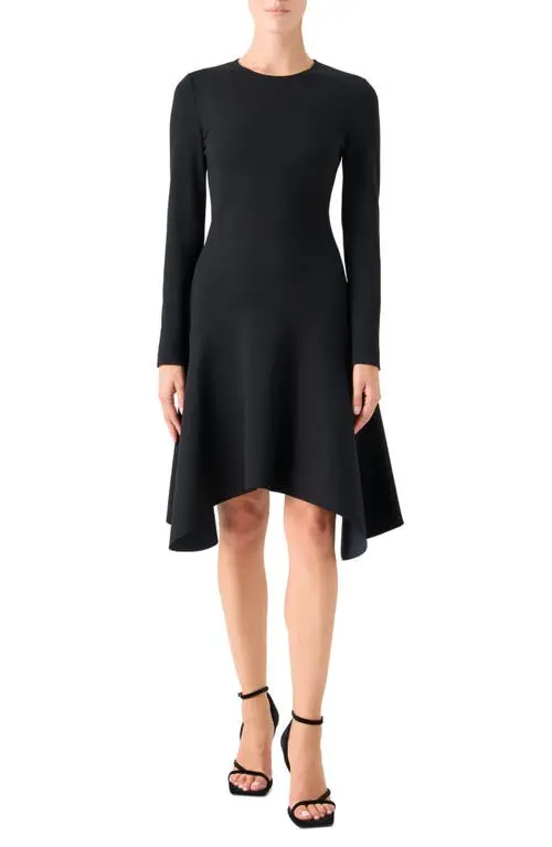 Akris Long Sleeve Asymmetric Midi Dress