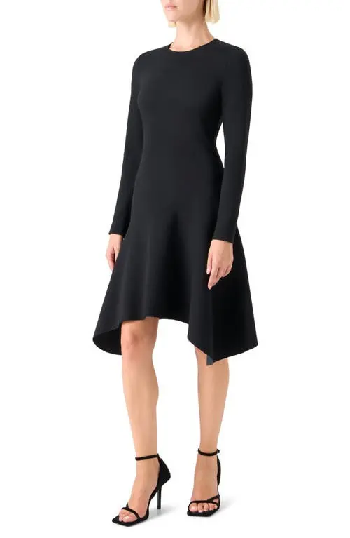 Akris Long Sleeve Asymmetric Midi Dress