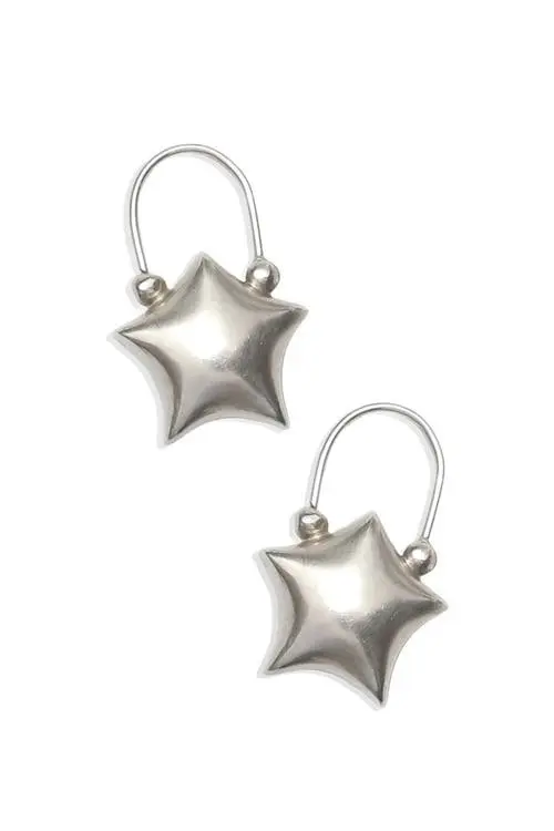 67JEWELRY Puffed Star Sterling Earrings - Silver
