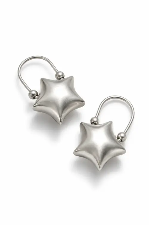 67JEWELRY Puffed Star Sterling Earrings