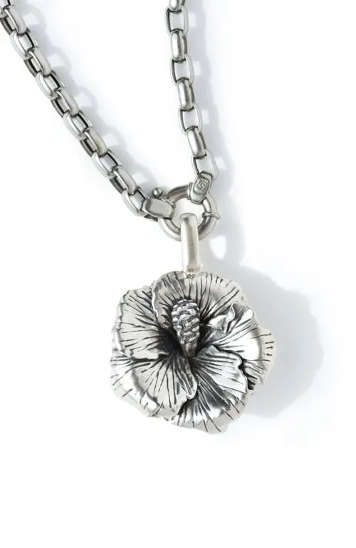 67JEWELRY Hibiscus Pendant Necklace - Silver