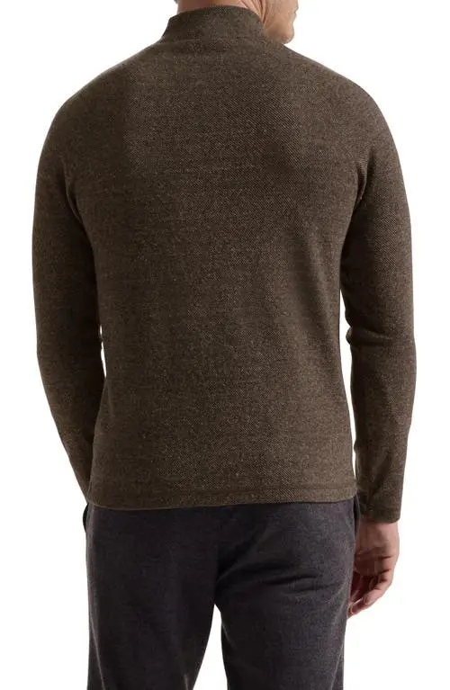 Bugatchi Brushed Cotton-blend Quarter-zip Pullover - Mocha