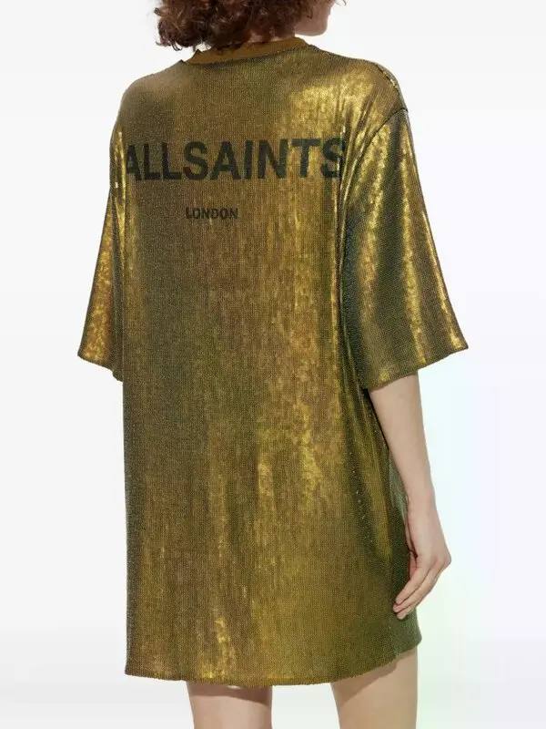 Allsaints Sequin-Embellished Mini Dress In Green | Editorialist