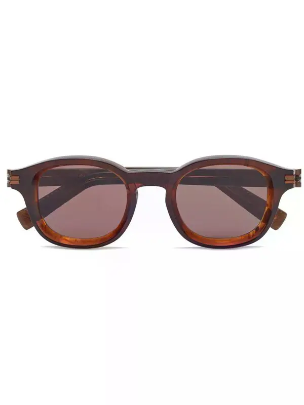Zegna Marbled-pattern Round-frame Sunglasses - Brown