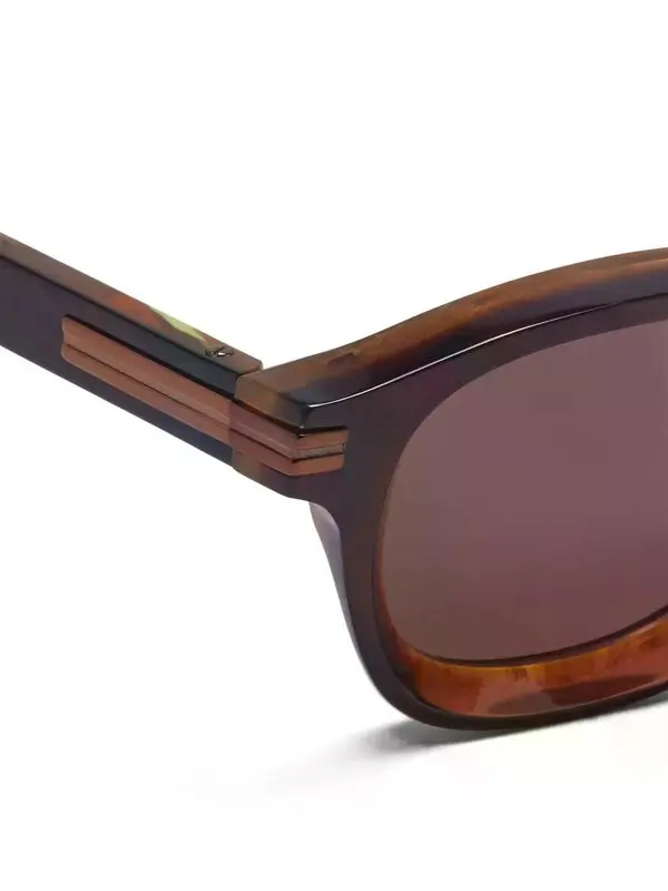 Zegna Marbled-pattern Round-frame Sunglasses - Brown