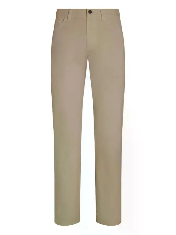 Zegna Leather-patch Stretch-cotton Pants
