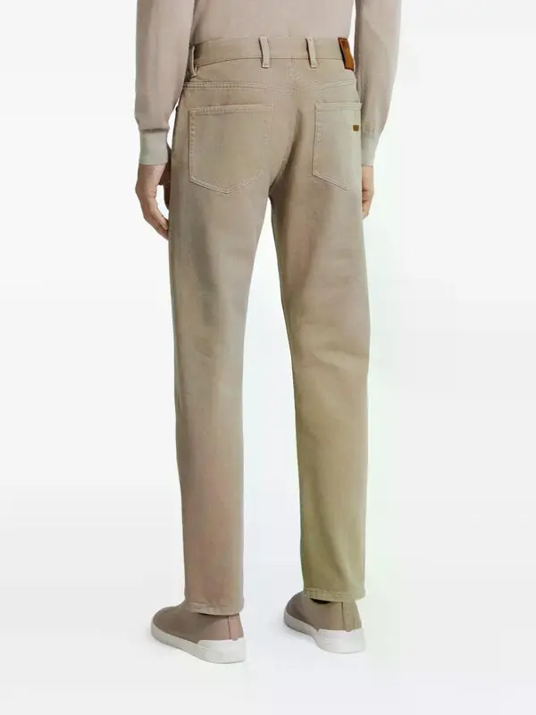 Zegna Leather-patch Stretch-cotton Pants