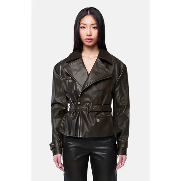 OW Daphne Faux Leather Jacket - Black