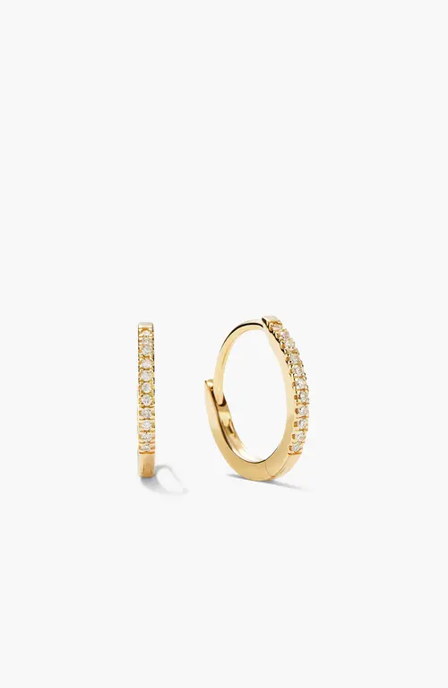 Mejuri Pave Diamond Huggie Hoop Earrings - Yellow Gold/diamond