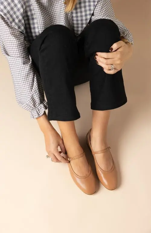 MENINA STEP Boheme Leather Mary Jane Flat - Caramel