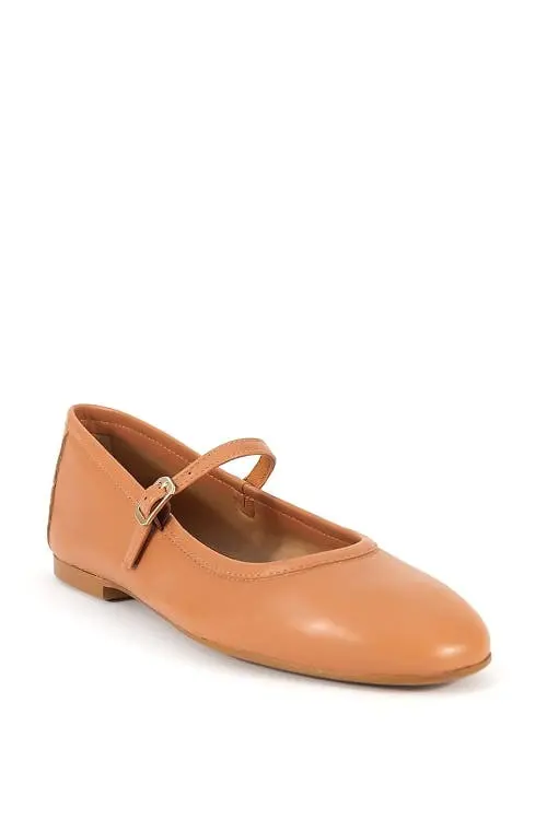 MENINA STEP Boheme Leather Mary Jane Flat - Caramel
