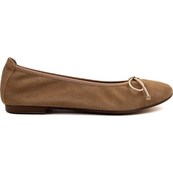 MENINA STEP Sofia Elastic Suede Ballet Flat - Camel