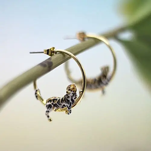 BILL SKINNER STUDIO Clouded Hoop Earrings - Leopard