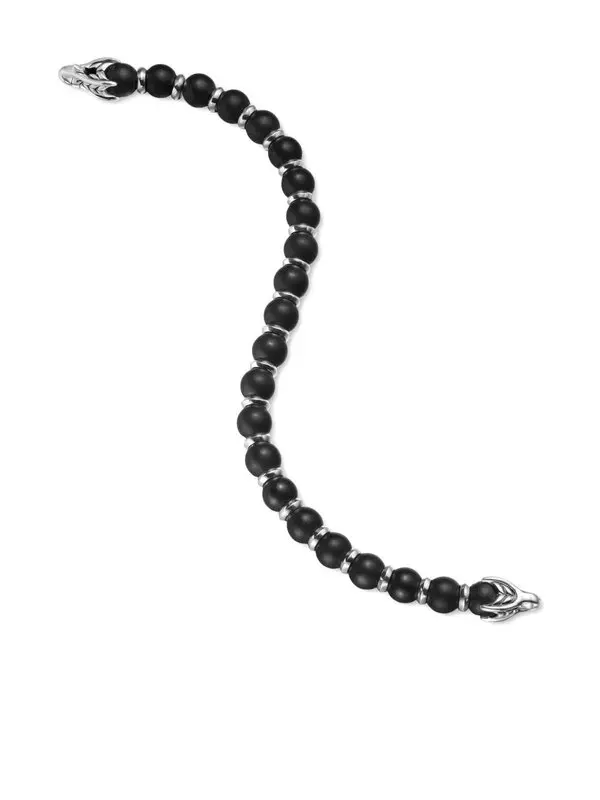 David Yurman Sterling Silver Onyx Bead Bracelet - Black