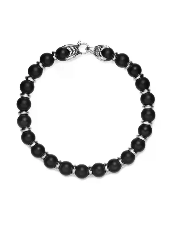 David Yurman Sterling Silver Onyx Bead Bracelet - Black