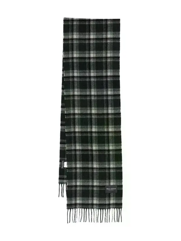 Marc O'polo Checked Fringed Scarf - Green