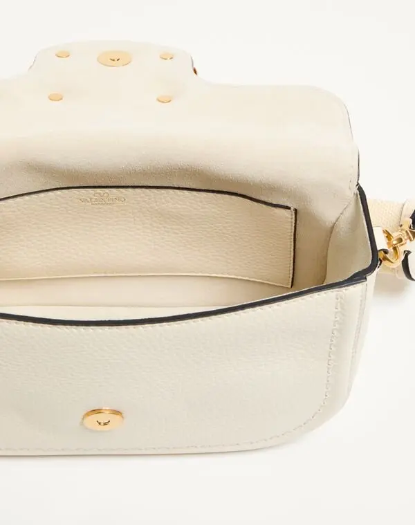 Valentino Garavani Alltime Grainy Calfskin Shoulder Bag - Ivory