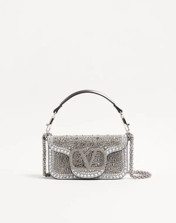 Valentino Garavani Small Shoulder Bag With Rhinestone Appliqu - Crystal