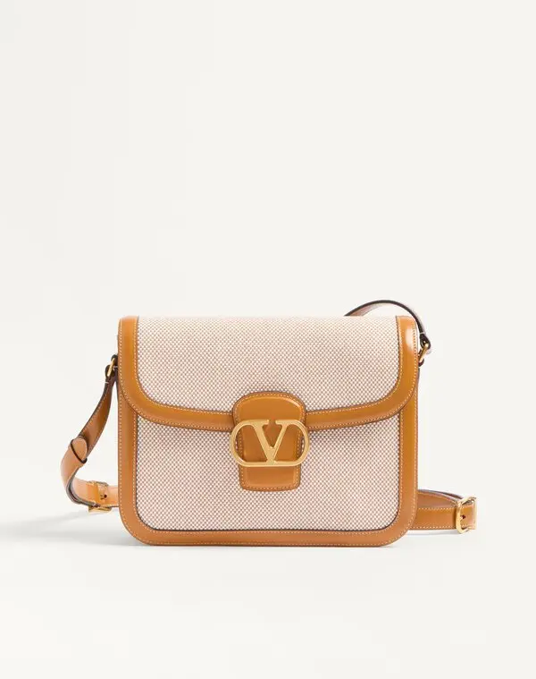 Valentino Garavani 9to5 Canvas Shoulder Bag - Natural/golden Cuir