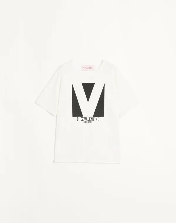 Valentino Garavani Jersey T-shirt With Chez Print - Ivory