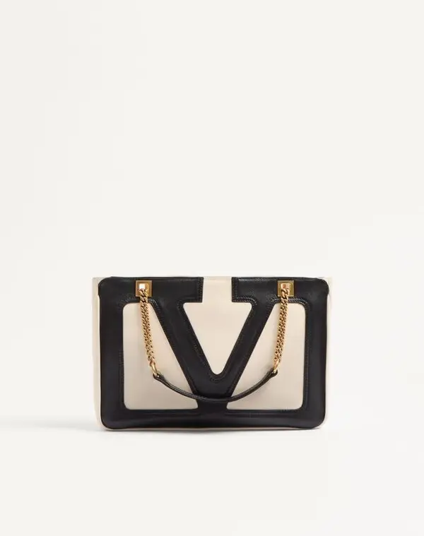Valentino Garavani Viva Superstar Small Nappa Leather Shopping Bag - Butter/black