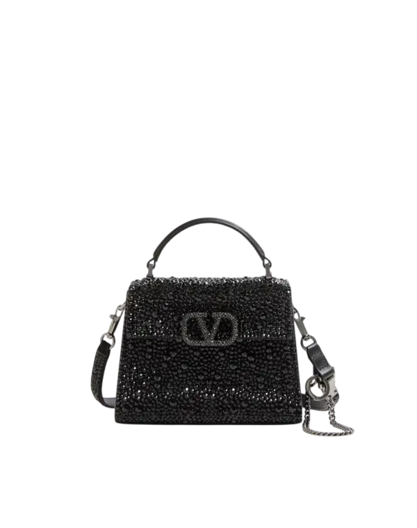 Valentino Garavani Vsling Mini Handbag With Rhinestones - Jet