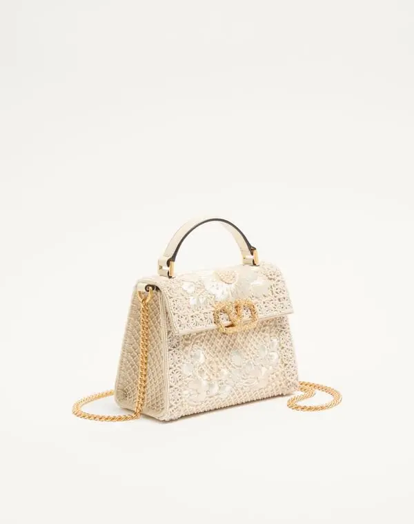 Valentino Garavani Vsling Mini Embroidered Handbag With Jewel Logo