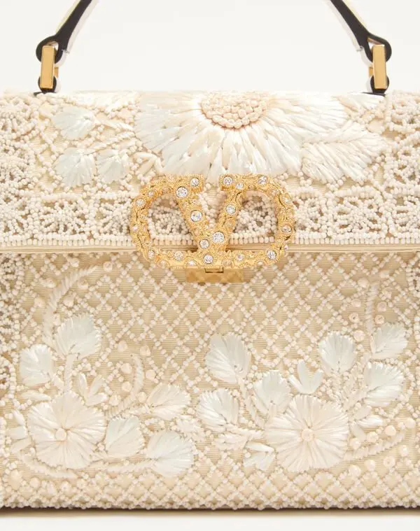 Valentino Garavani Vsling Mini Embroidered Handbag With Jewel Logo