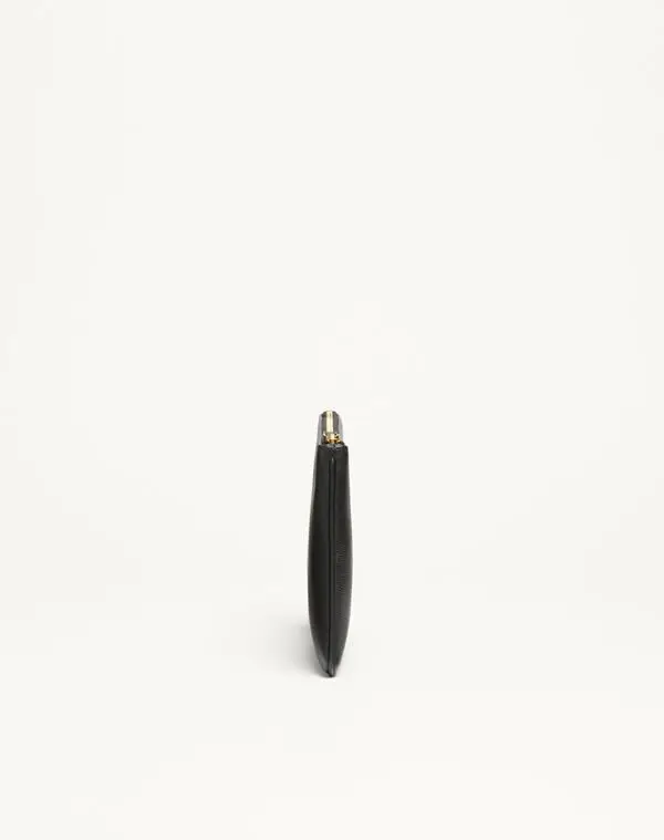 Valentino Garavani Vlogo Signature Grainy Calfskin Clutch - Black
