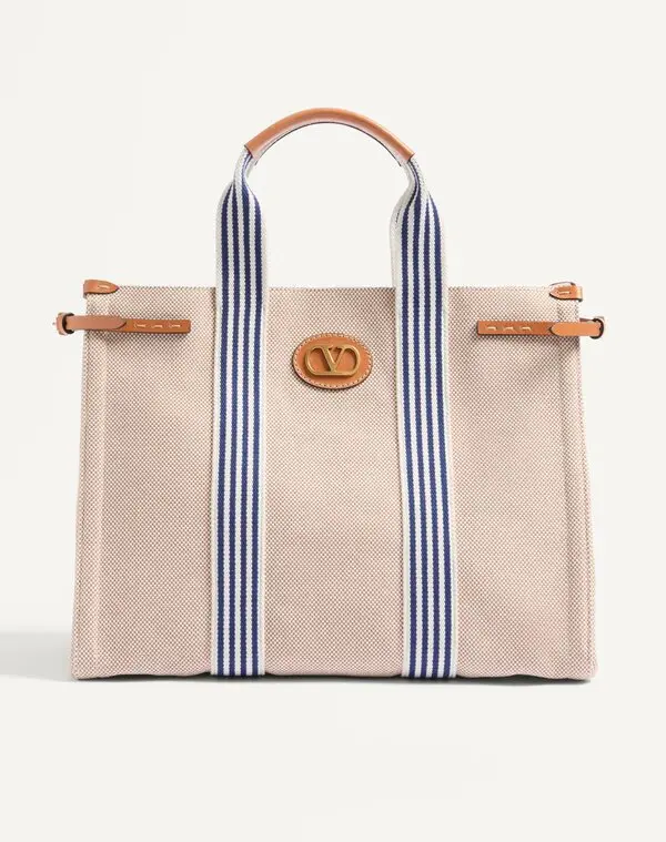 Valentino Garavani Antibes Canvas Shopper - Natural/blue