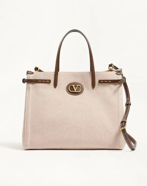 Valentino Garavani Antibes Medium Canvas Shopper - Natural