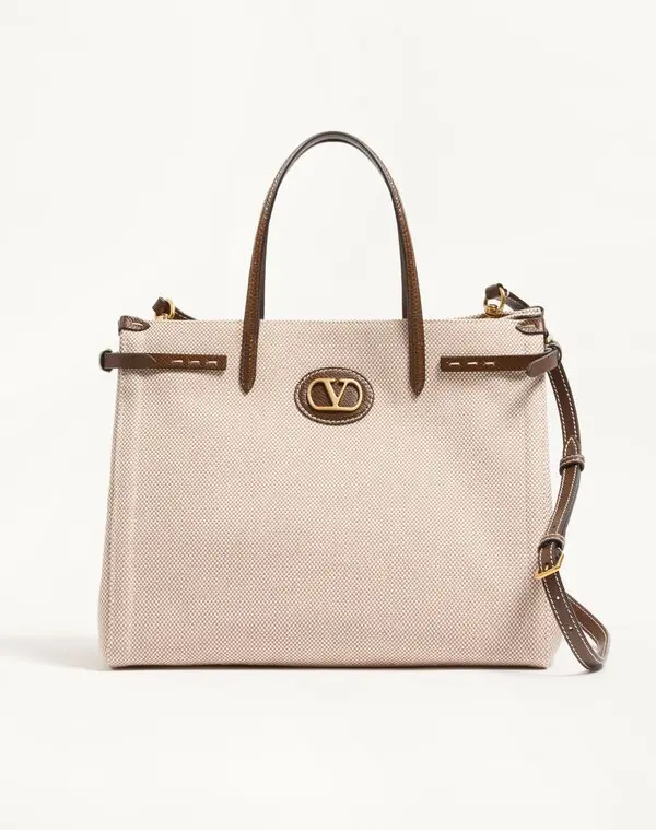Valentino Garavani Antibes Medium Canvas Shopper - Natural