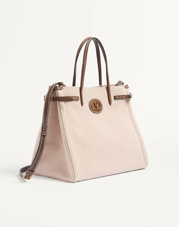 Valentino Garavani Antibes Medium Canvas Shopper - Natural