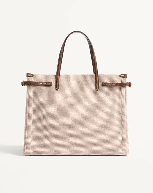 Valentino Garavani Antibes Medium Canvas Shopper - Natural