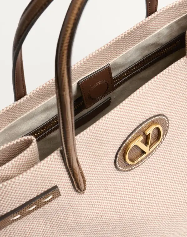 Valentino Garavani Antibes Medium Canvas Shopper - Natural