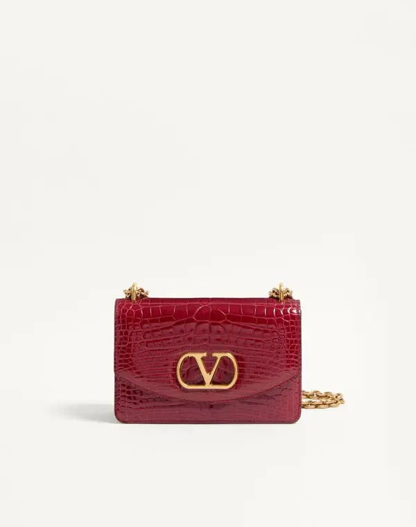 Valentino Garavani Vain Small Shoulder Bag In Crocodile Leather