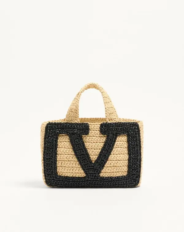 Valentino Garavani Viva Superstar Raffia Small Shopping Bag - Natural