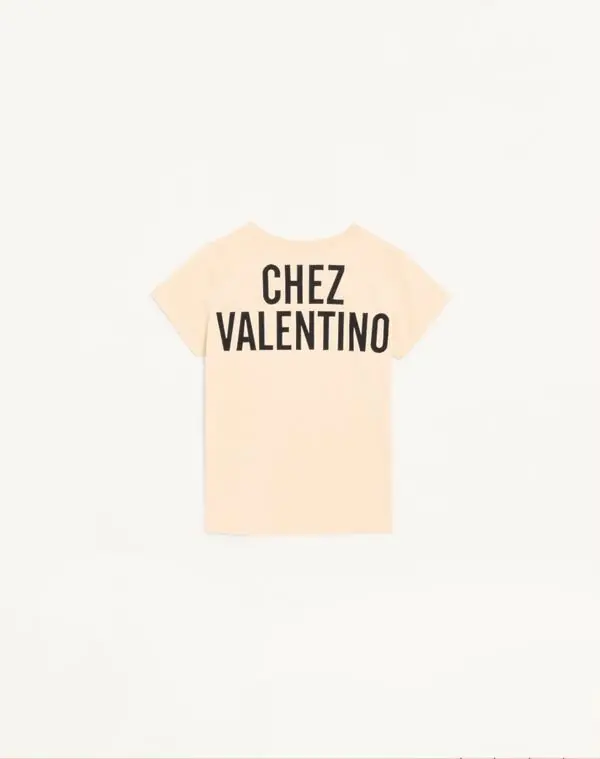 Valentino Garavani Cotton T-shirt With Panther Lady Print - Birch/black