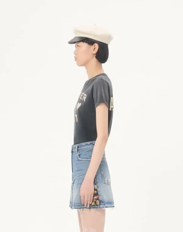 Valentino Garavani Cotton T-shirt With Panther Lady Print - Black/birch