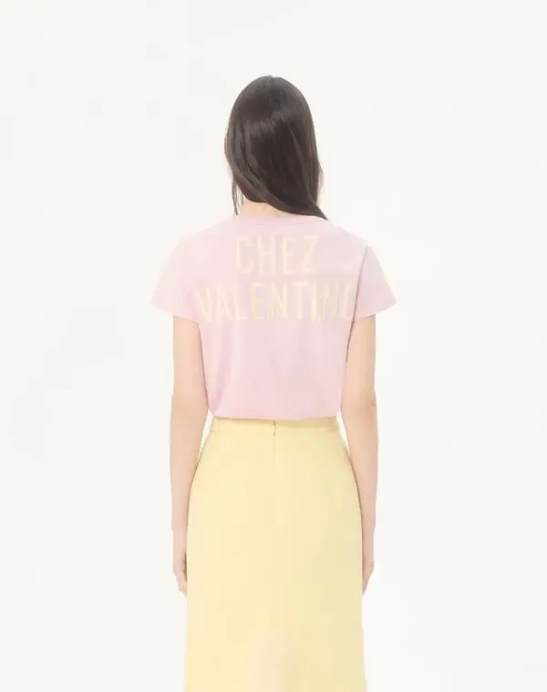 Valentino Garavani Cotton T-shirt With Panther Lady Print - Pink