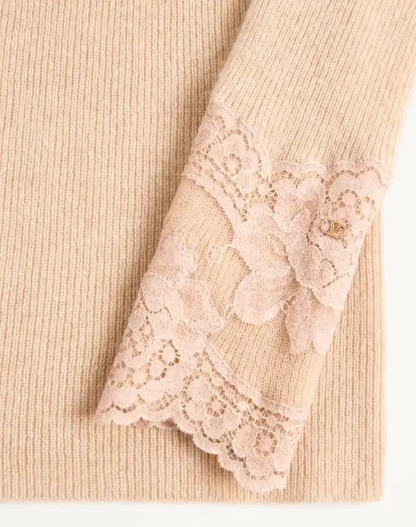 Valentino Garavani Lace Trimmed High Neck Jumper
