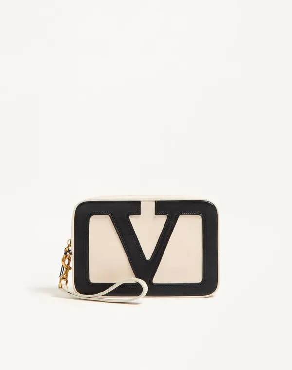 Valentino Garavani Viva Superstar Nappa Pouch - Butter/black