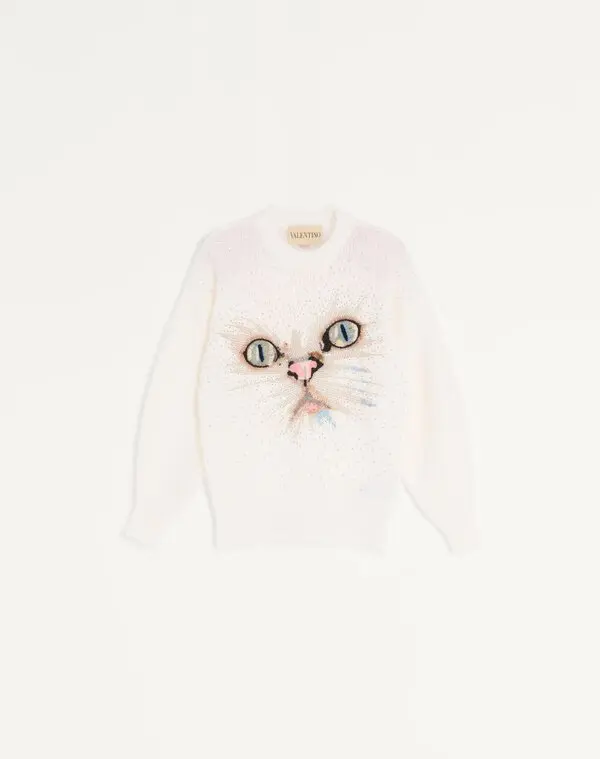 Valentino Garavani Embroidered Mohair Wool Jumper - White