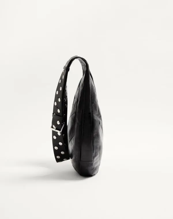 Valentino Garavani Hoboho Nappa Leather Hobo Bag With Chevron Pattern - Black