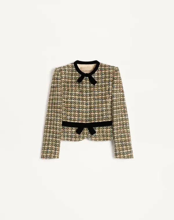 Valentino Garavani Tweed Jacket With Velvet Details - Multicolour