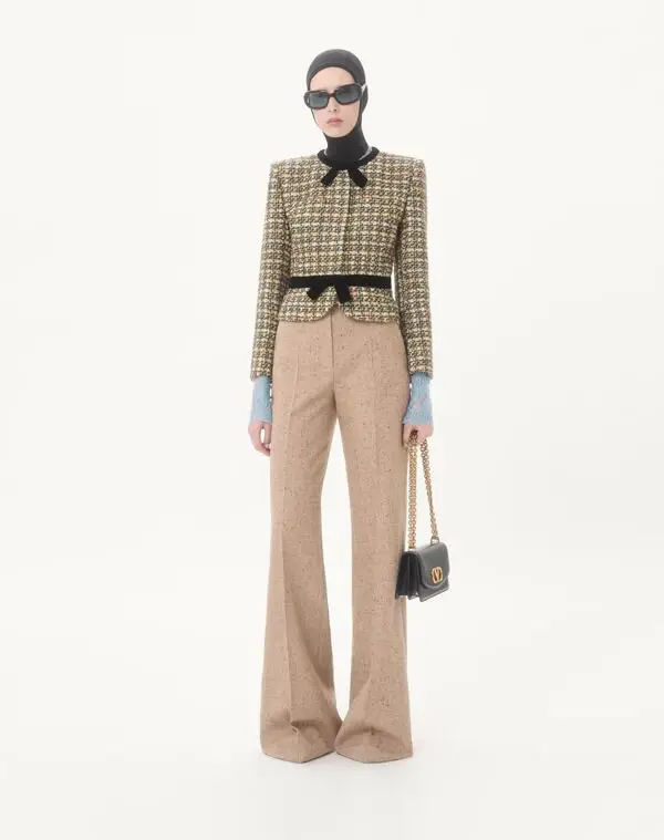 Valentino Garavani Tweed Jacket With Velvet Details - Multicolour
