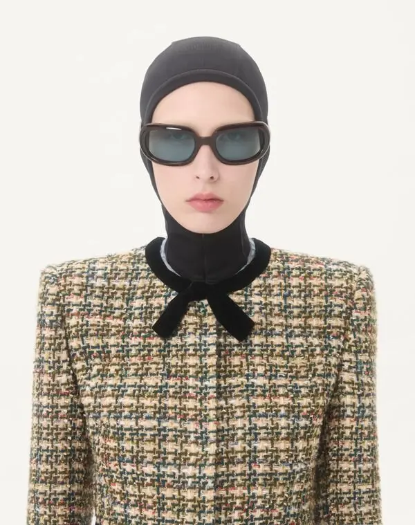 Valentino Garavani Tweed Jacket With Velvet Details - Multicolour