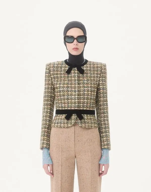 Valentino Garavani Tweed Jacket With Velvet Details - Multicolour